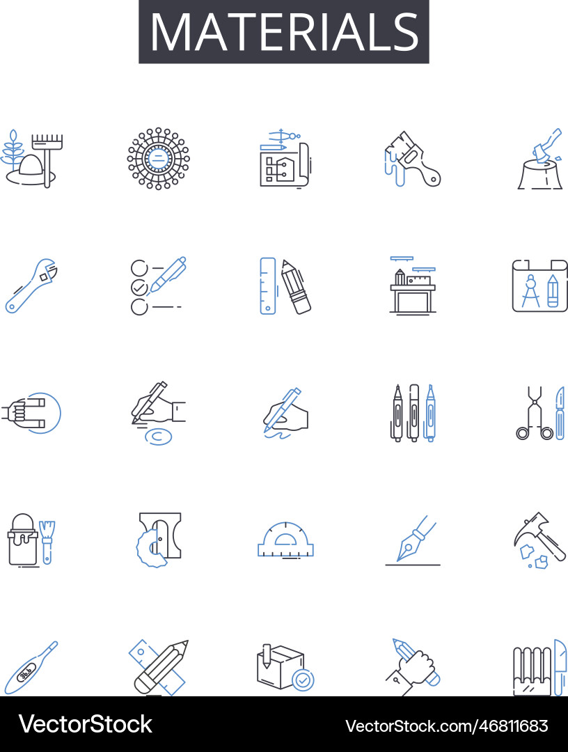 Materials line icons collection comestibles Vector Image