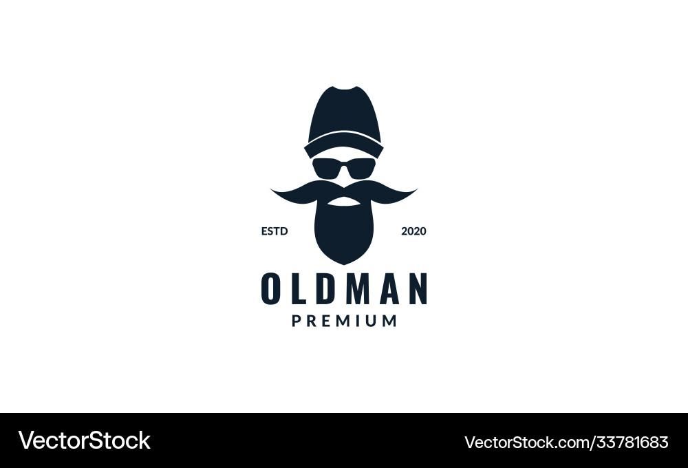Old man head face with mustache and sunglasses Vector Image