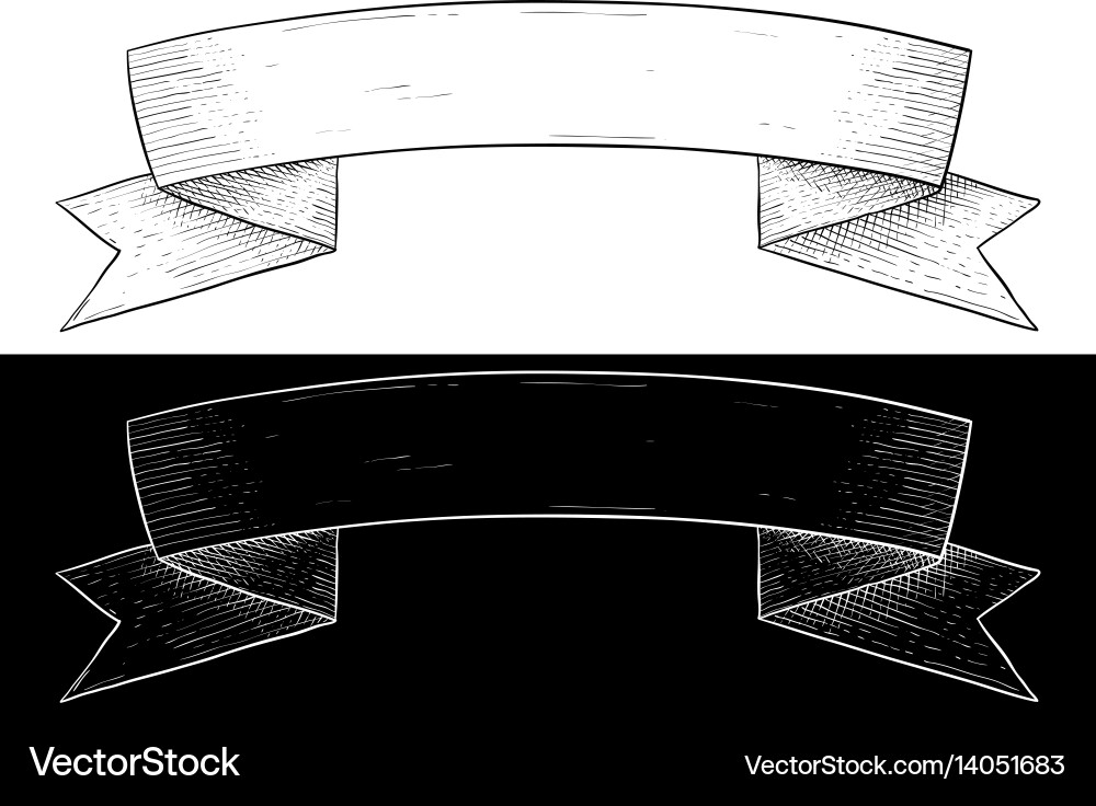Ribbon banner hand drawn sketch Royalty Free Vector Image