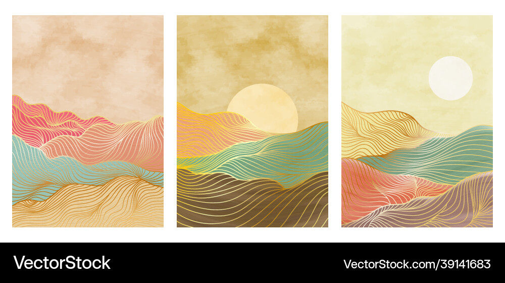 Set of creative minimalist hand painted mid Vector Image
