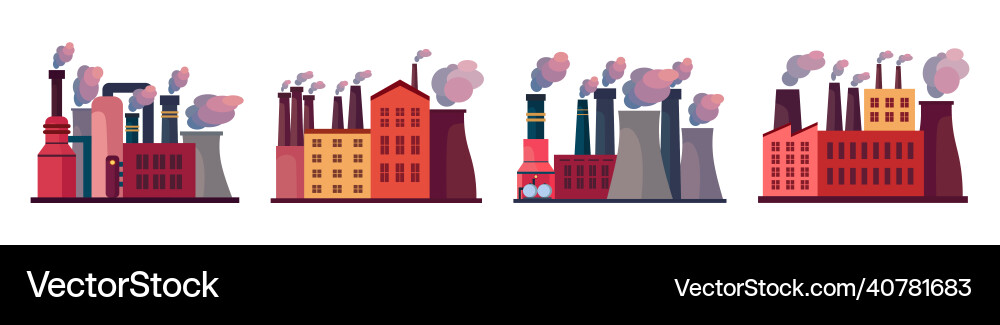 Set of different types factory Royalty Free Vector Image