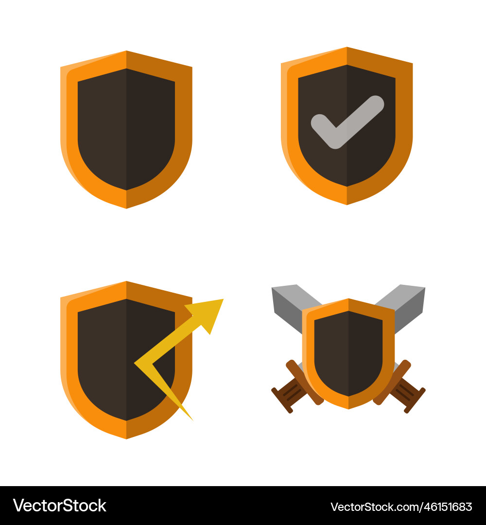 Set of shield icon in flat style Royalty Free Vector Image