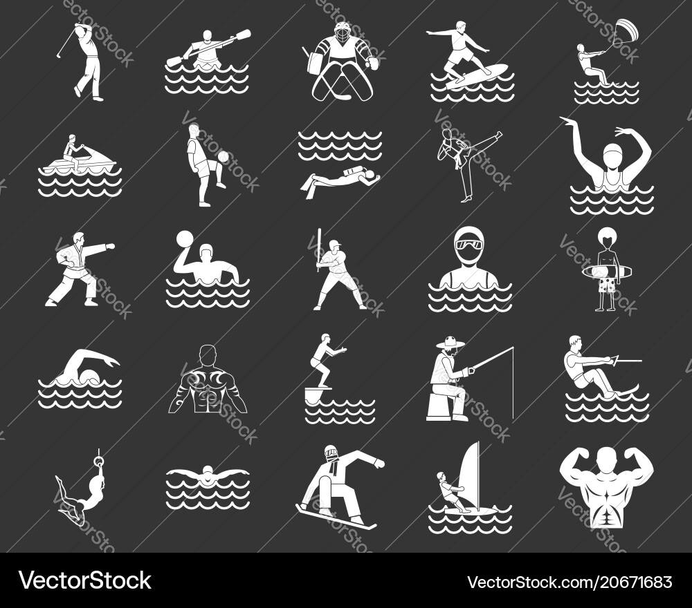 Sportsman icon set grey Royalty Free Vector Image