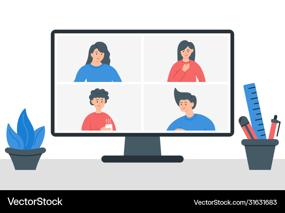 Stay and work from home video conference Vector Image