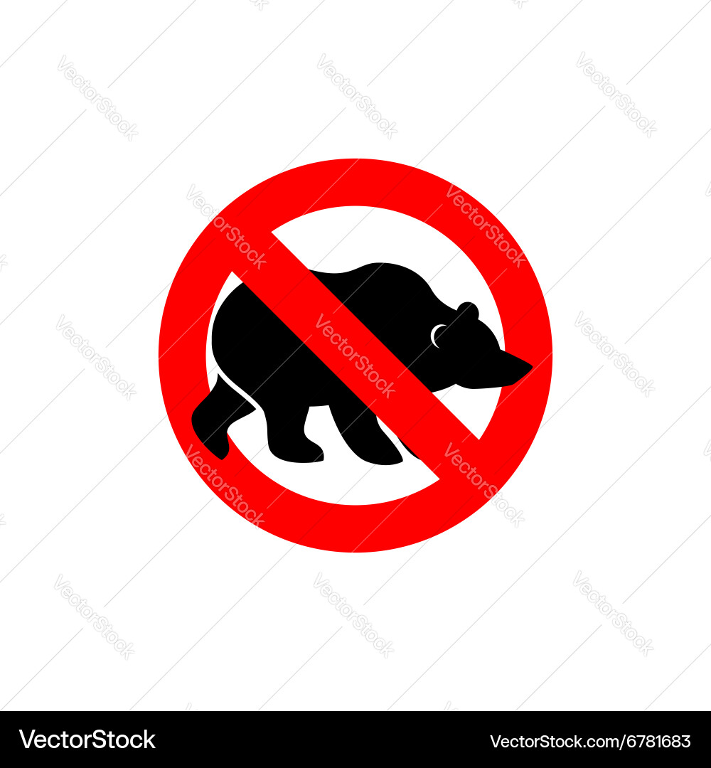 Stop bear banned wild animal silhouette Royalty Free Vector