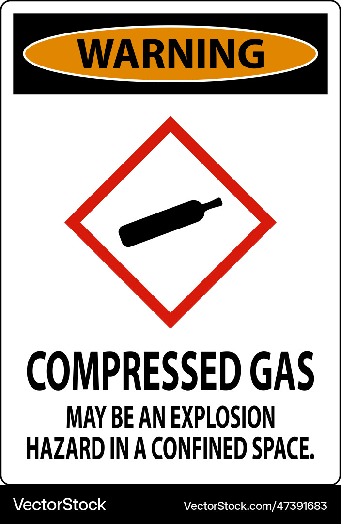 Warning compressed gas ghs sign on white Vector Image