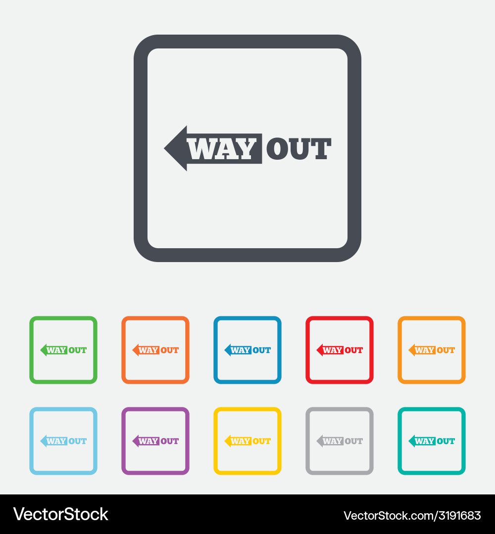 Way out left sign icon arrow symbol Royalty Free Vector