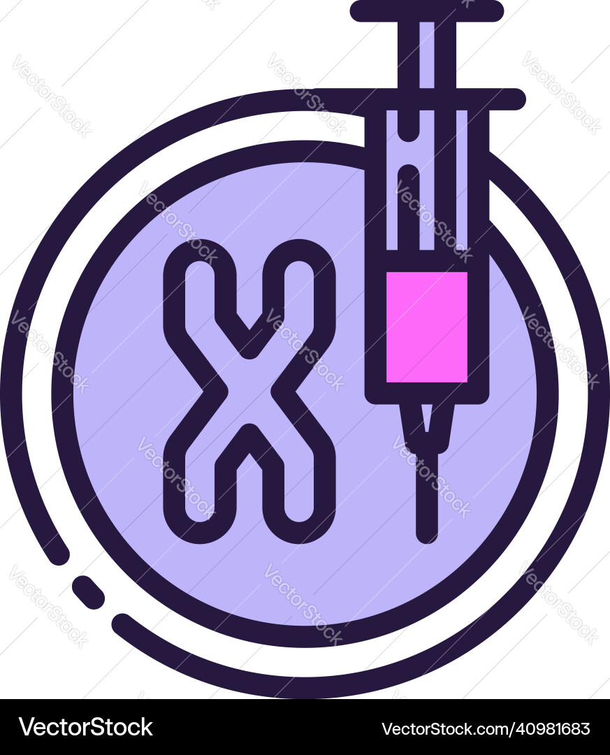 X syringe icon outline lab gene Royalty Free Vector Image