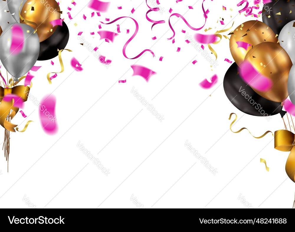 Celebration background with balloons and confetti Vector Image