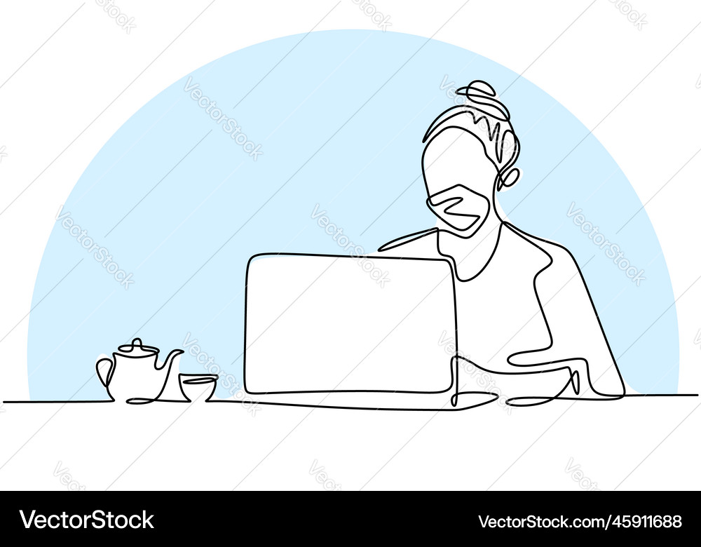 Continuous line drawing of professional young Vector Image