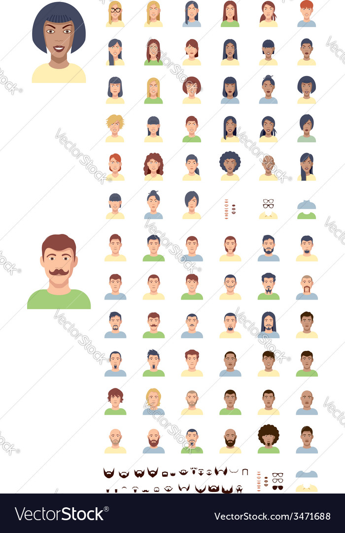 Flat faces icon set Royalty Free Vector Image - VectorStock
