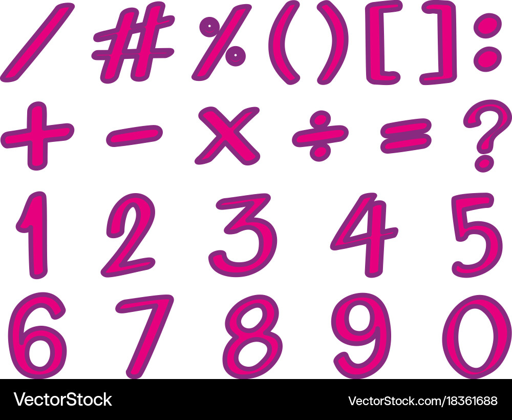 Font design for numbers and signs Royalty Free Vector Image