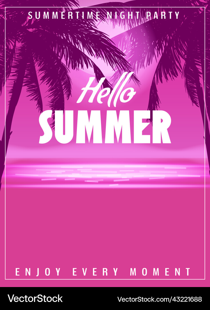 Hello summer party poster design template flyer Vector Image