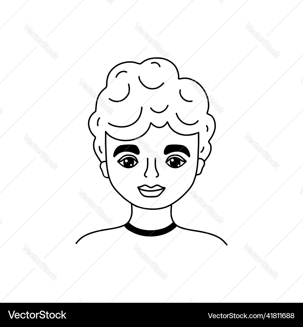 Male face in doodle style Royalty Free Vector Image