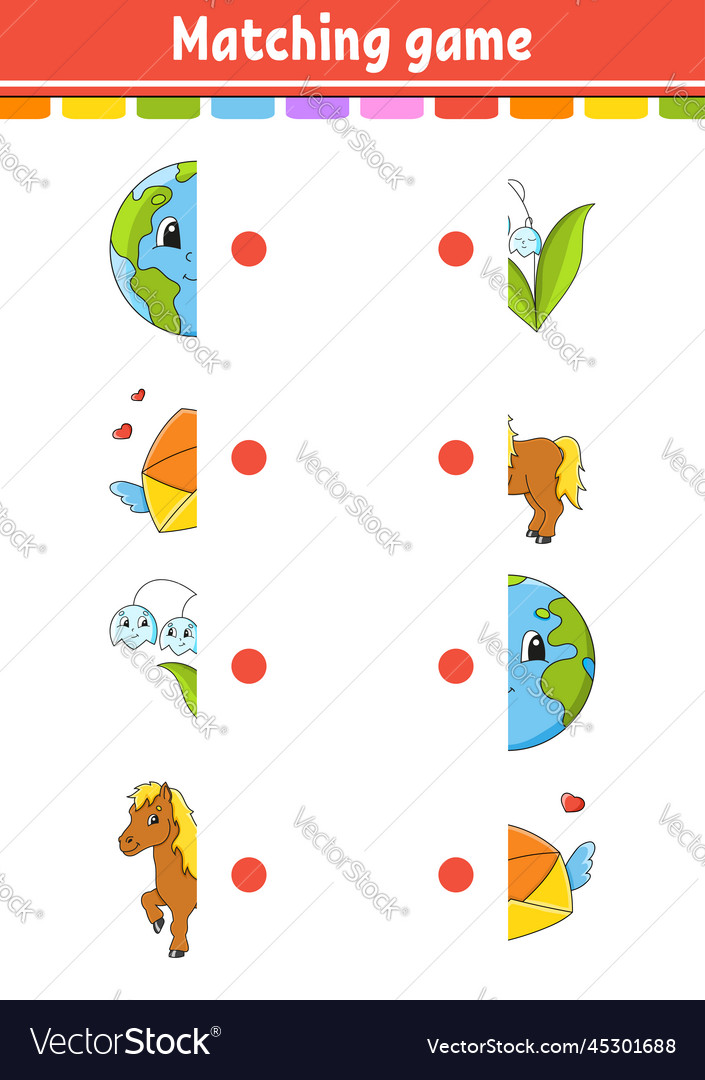 Matching game draw a line education developing Vector Image