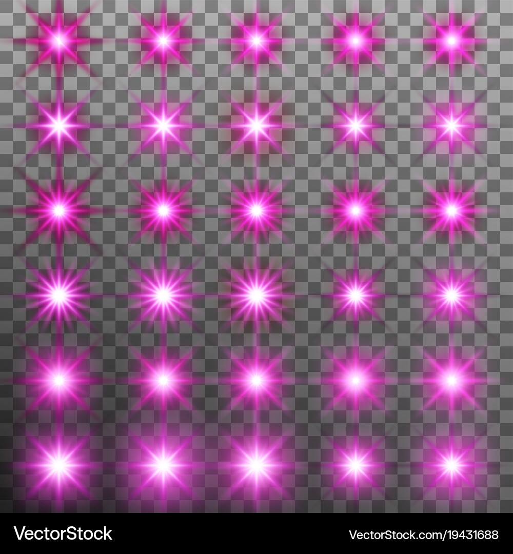 Set of burst light flash glow with flare effect Vector Image