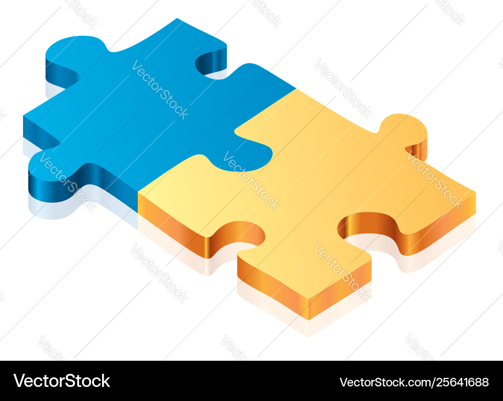 Two pieces puzzle metallic and 3d style Royalty Free Vector