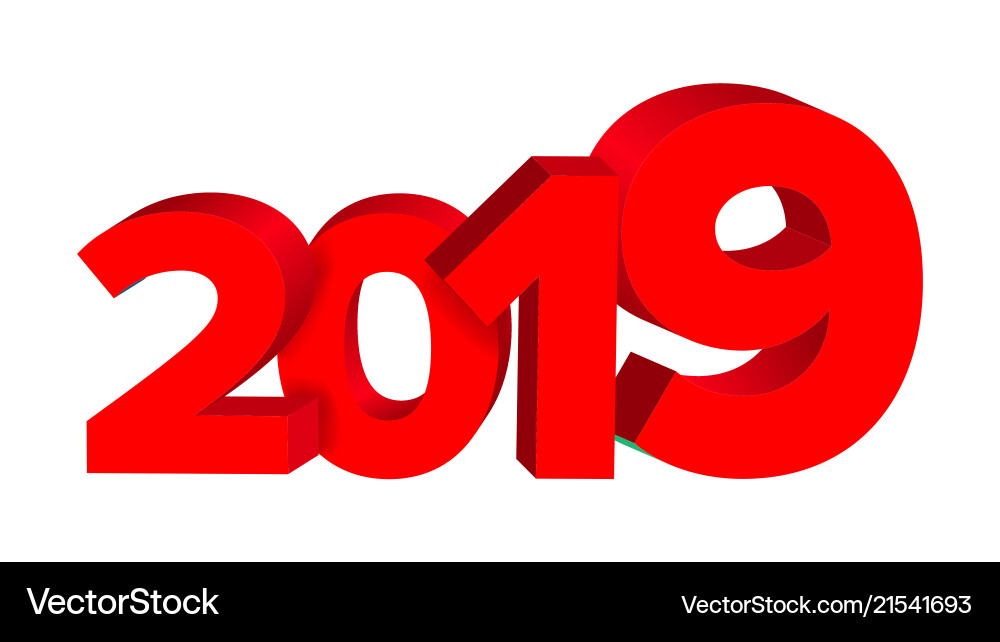 2019 red sign sign 3d numbers 2019 Royalty Free Vector Image