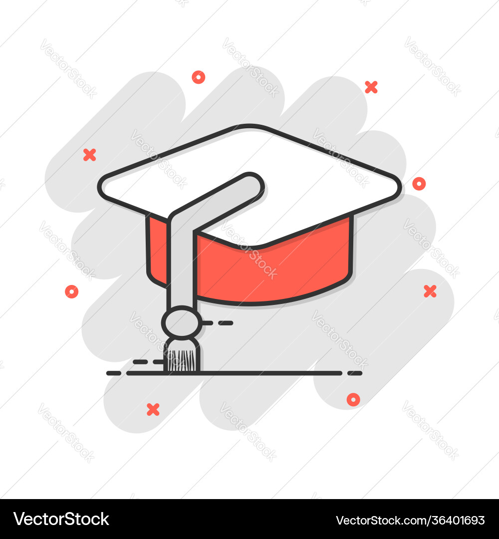 Cartoon education hat icon in comic style Vector Image