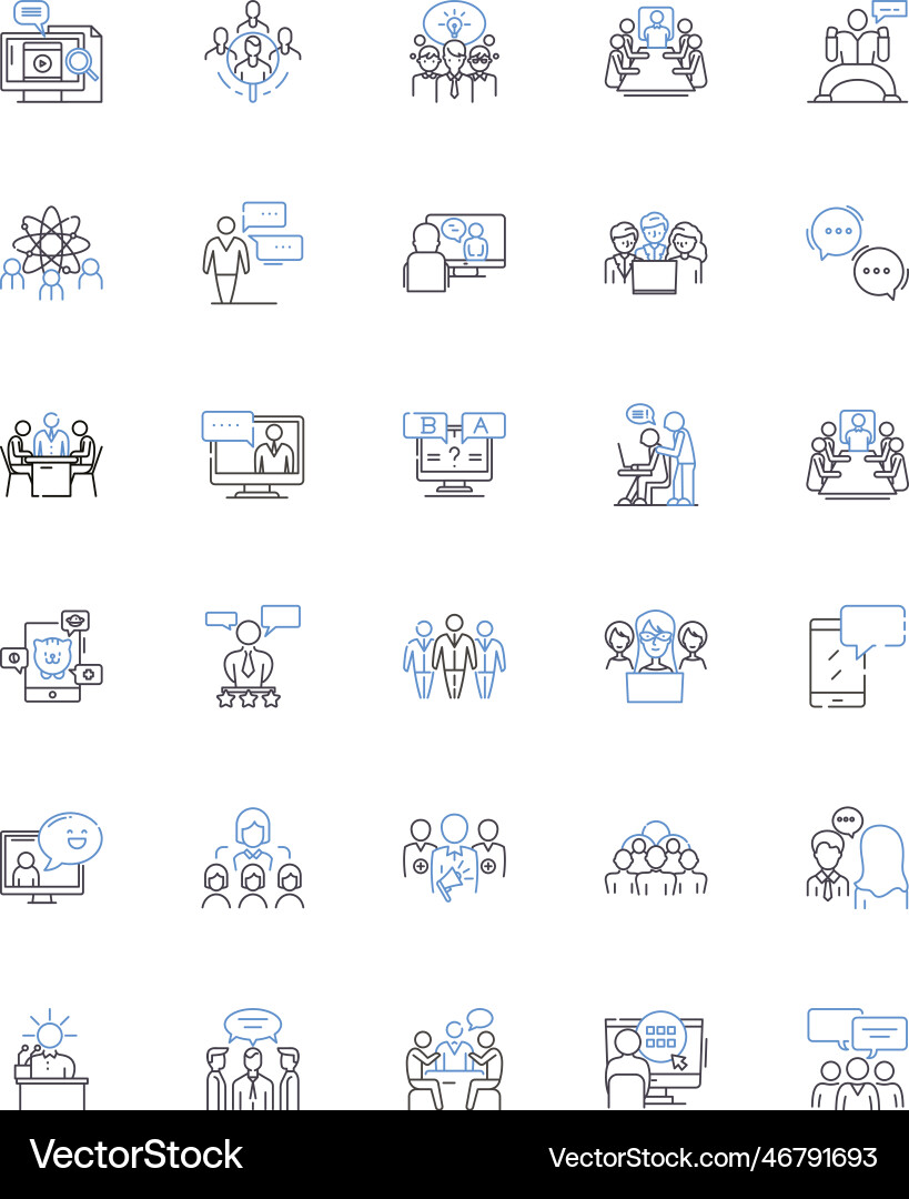 Chattering individuals line icons collection Vector Image