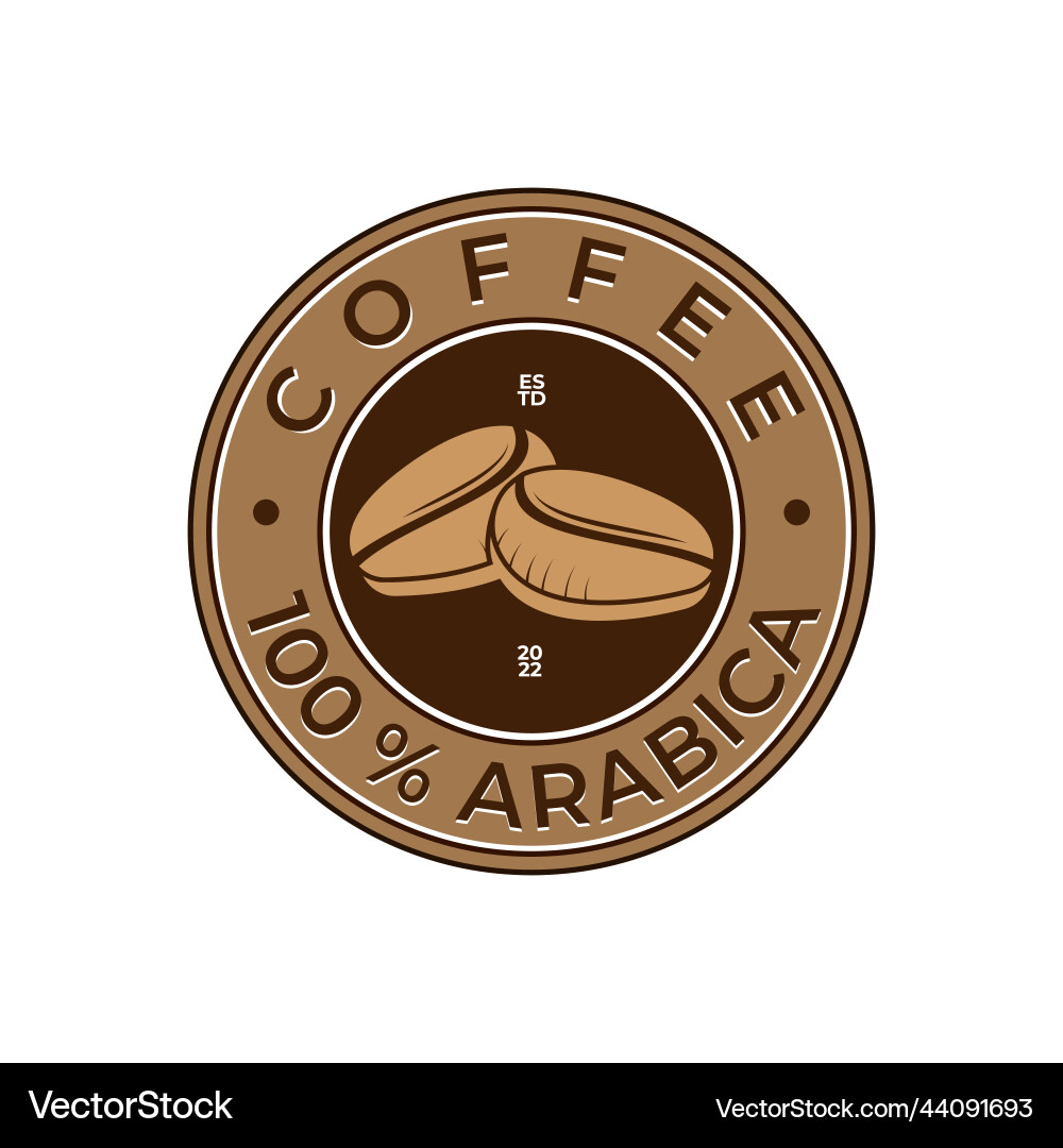 Coffee logo 100 emblem beans with letters Vector Image