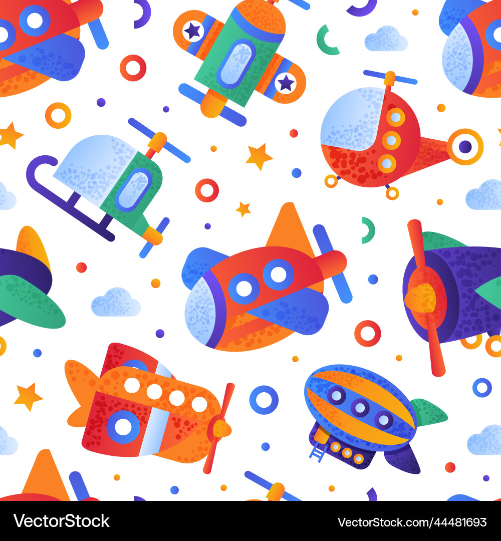 Colorful planes and aircraft with wing Royalty Free Vector