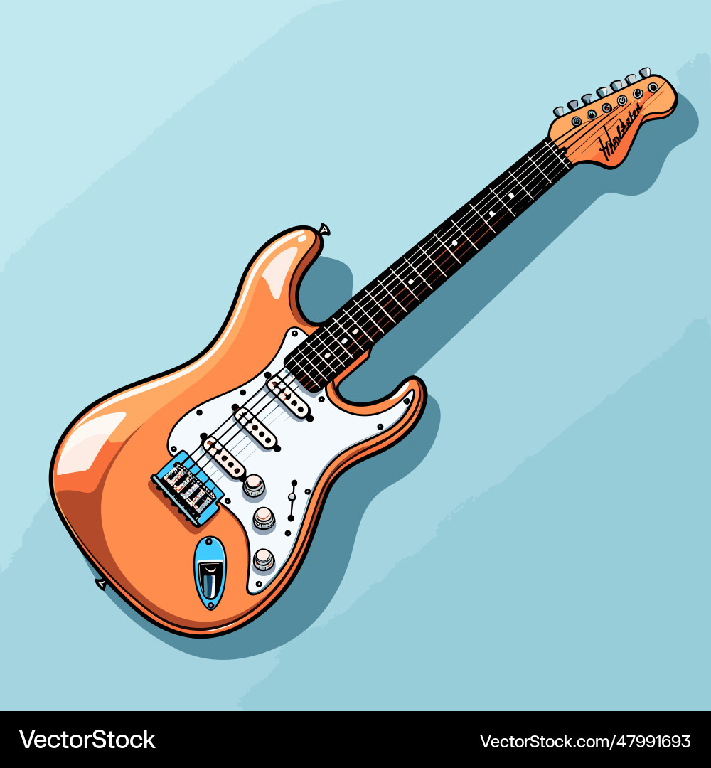 Electric guitar hand-drawn comic guitar Royalty Free Vector