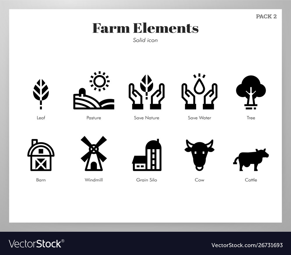 Farm elements solid pack Royalty Free Vector Image