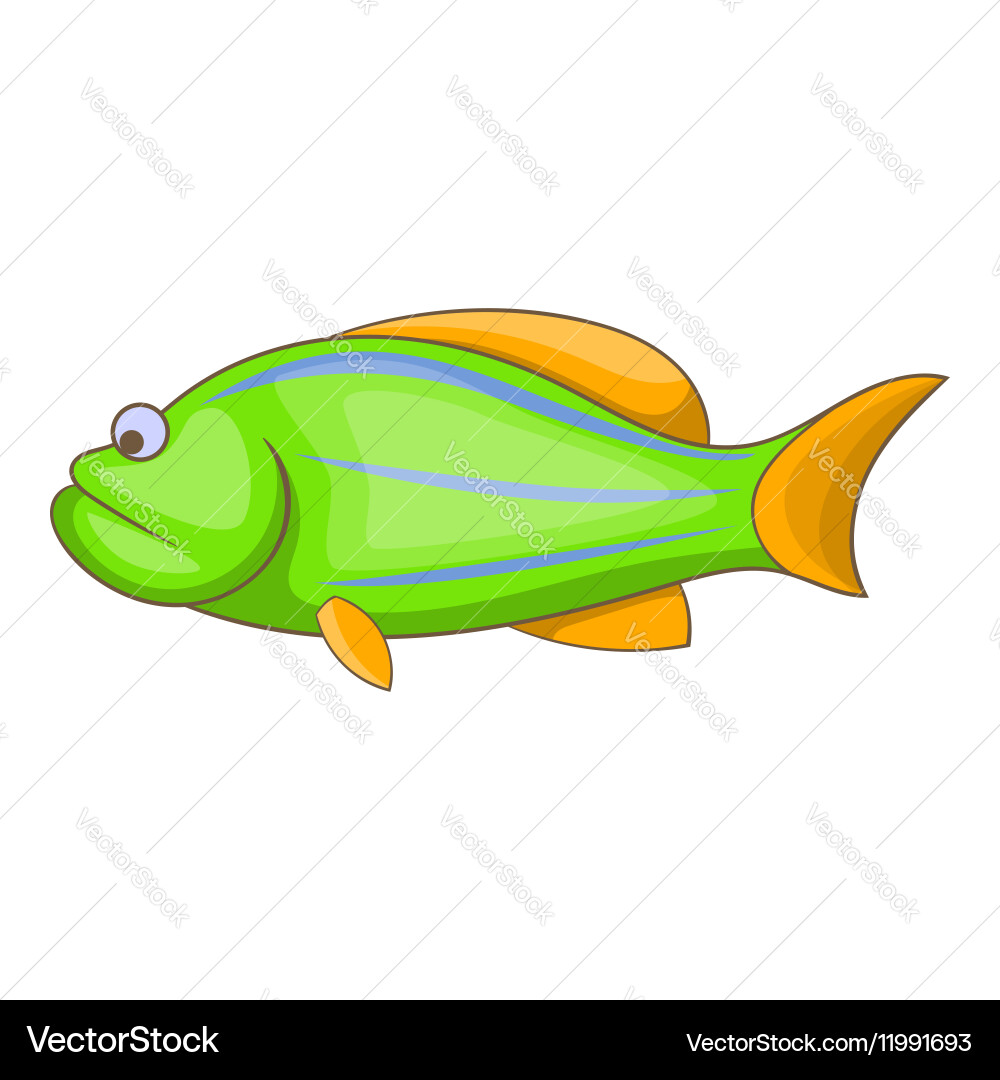 Green fish icon cartoon style Royalty Free Vector Image