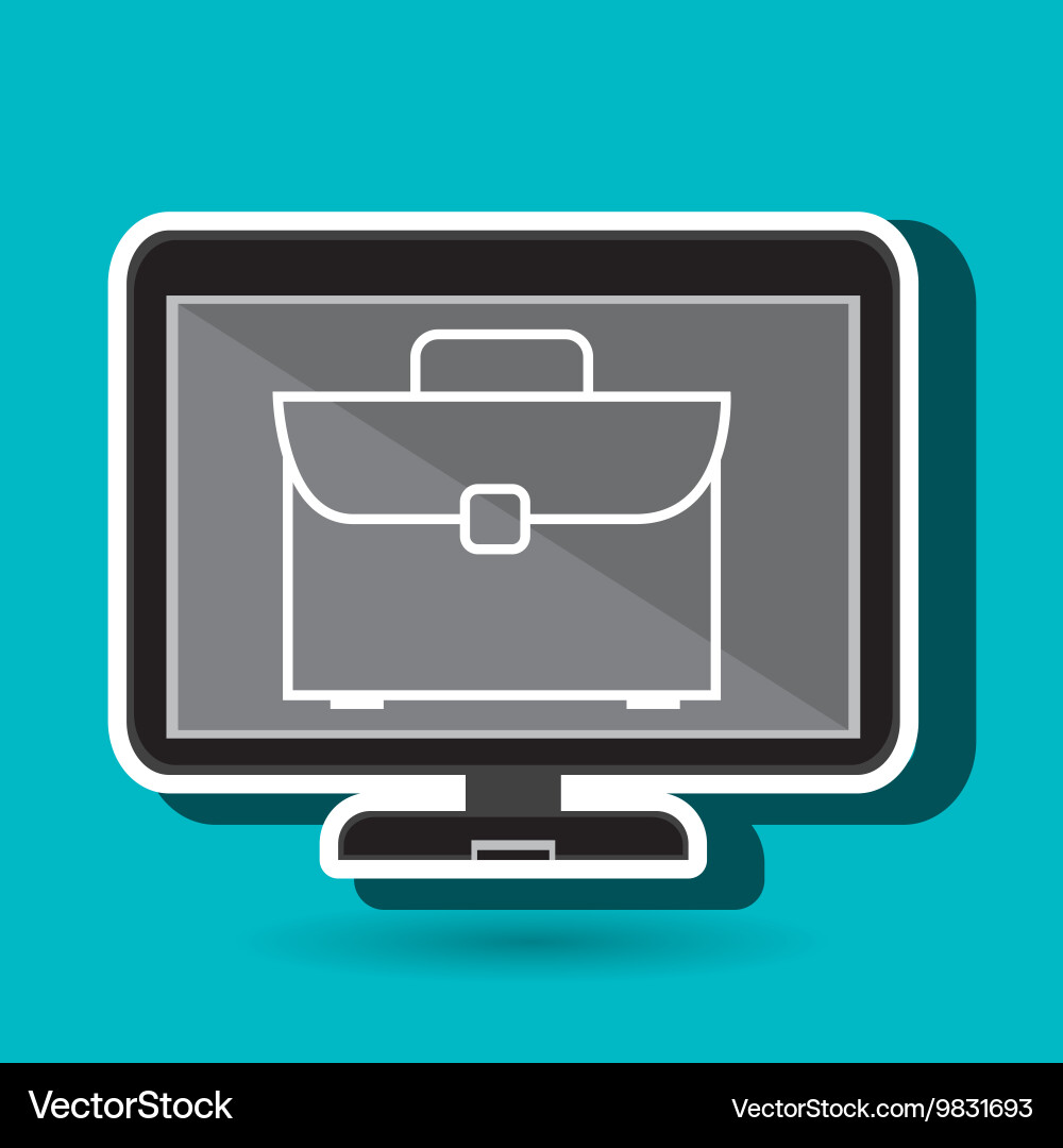 Laptop with briefcase blue isolated icon design Vector Image