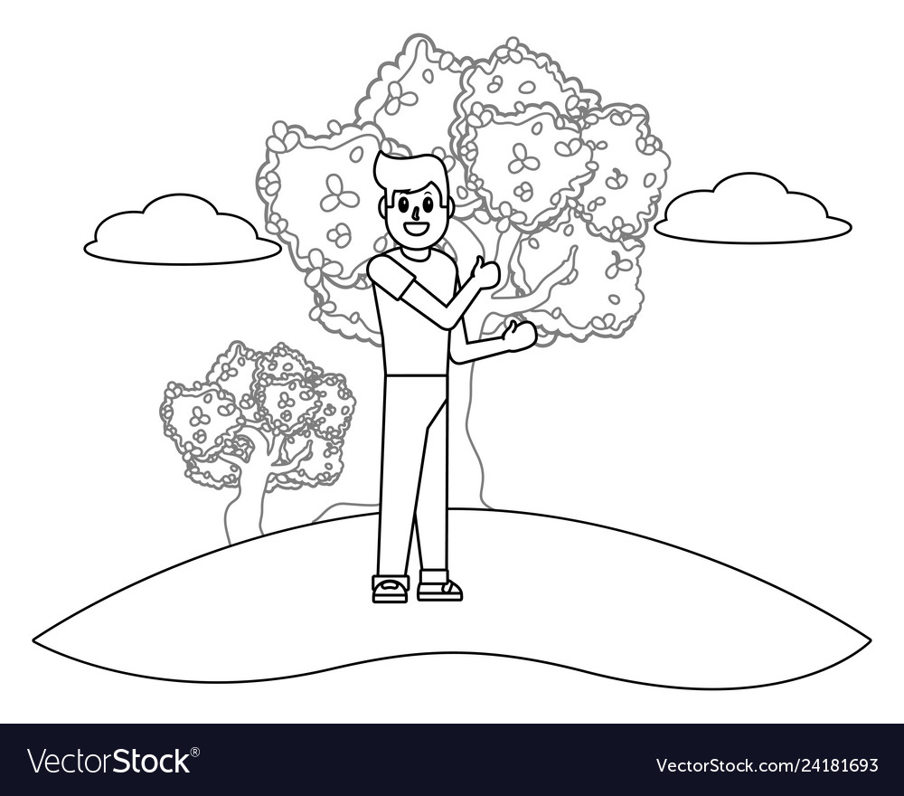 Man body cartoon in black and white Royalty Free Vector