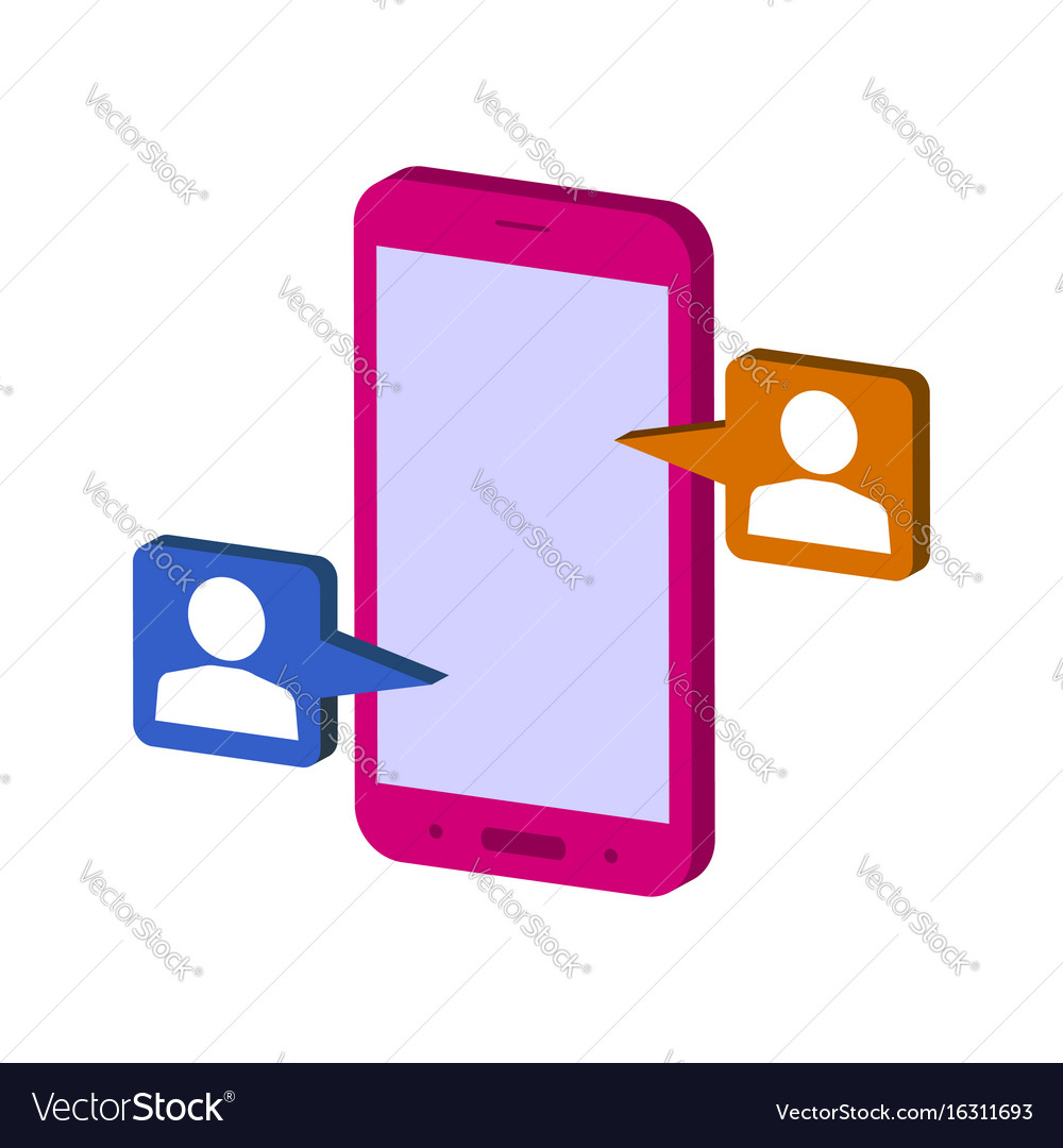 Mobile chatting symbol flat isometric icon Vector Image Mobile chatting symbol flat isometric icon Vector Image
