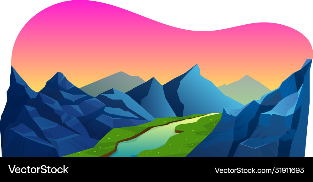 Mountain range and natural valley area alpine Vector Image