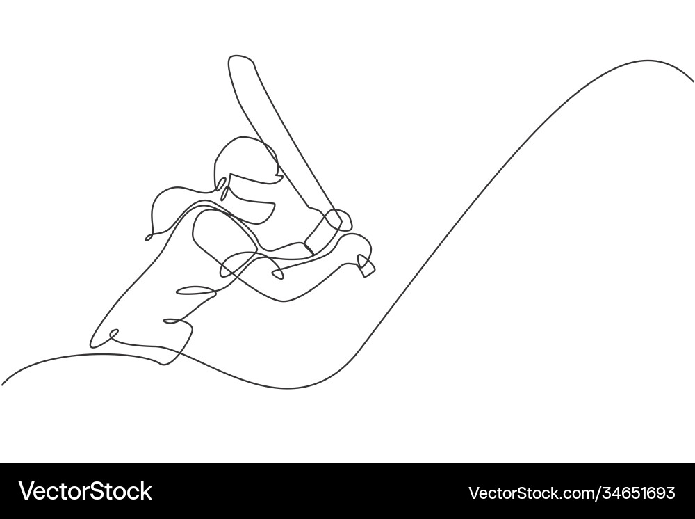 One continuous line drawing young happy woman Vector Image