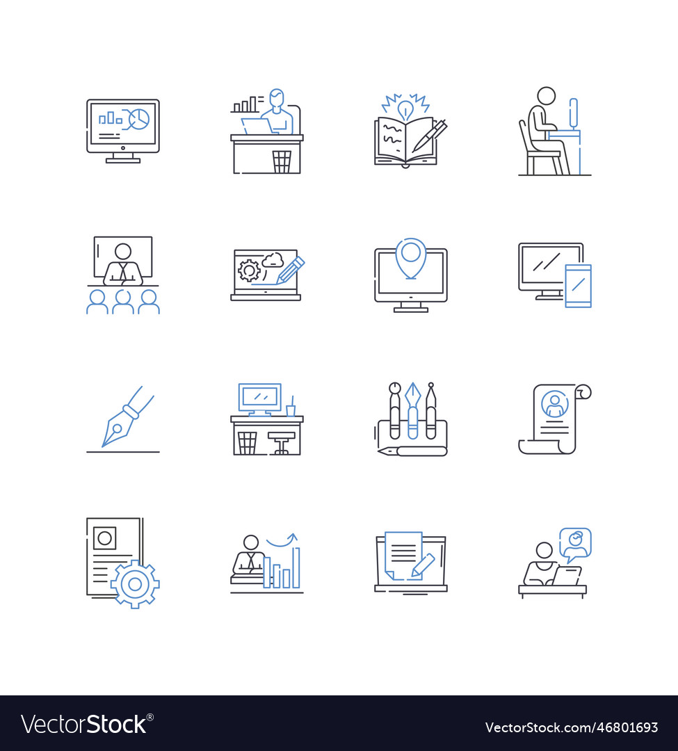 Output pathway line icons collection route Vector Image Output pathway line icons collection route Vector Image