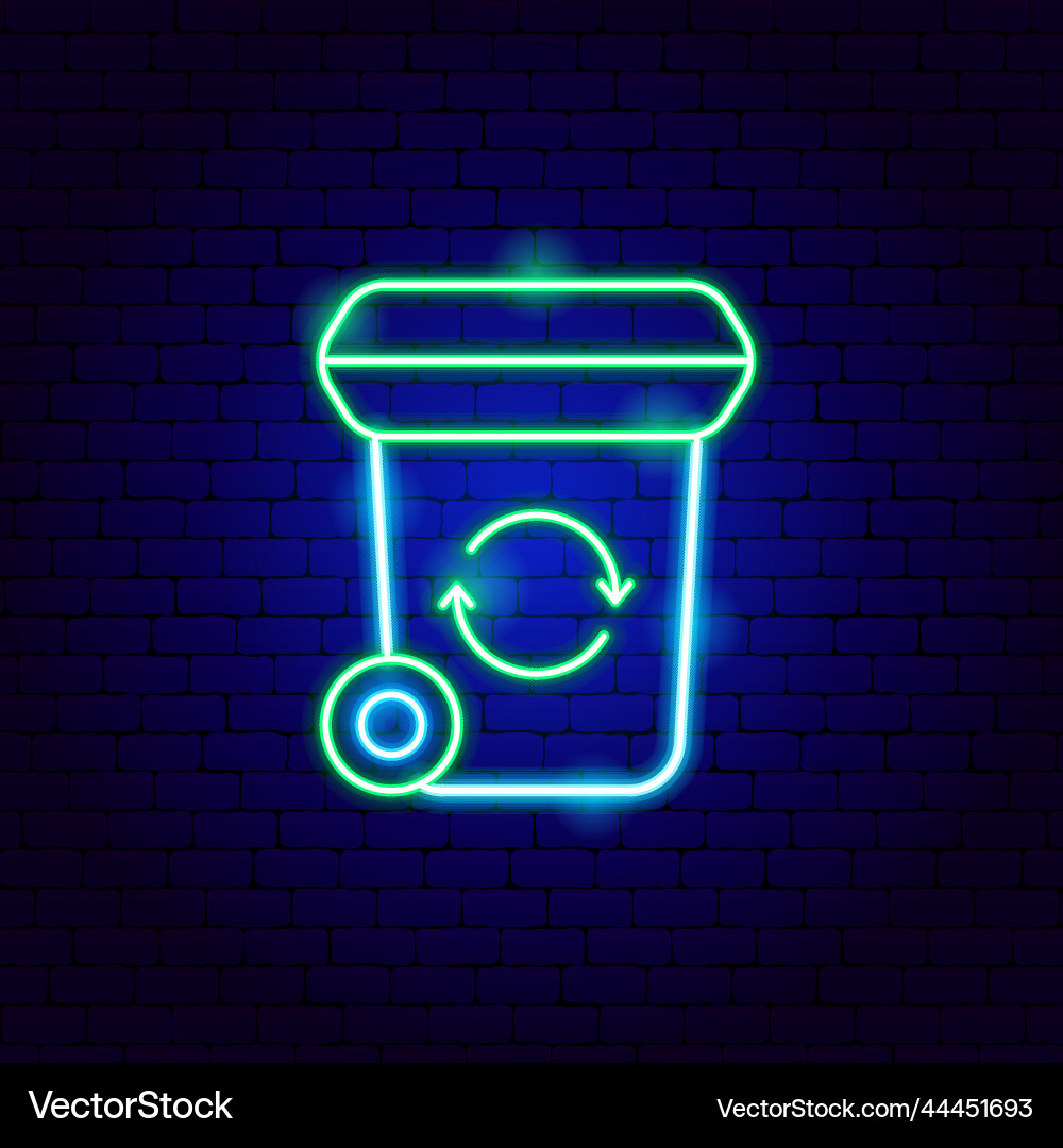 Rubbish recycling neon sign Royalty Free Vector Image