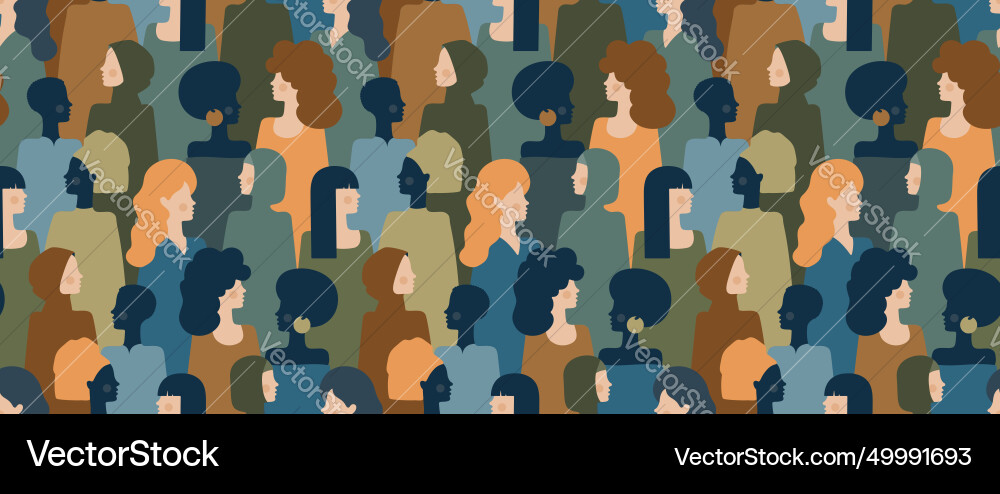 Seamless pattern crowd beauty young women Vector Image