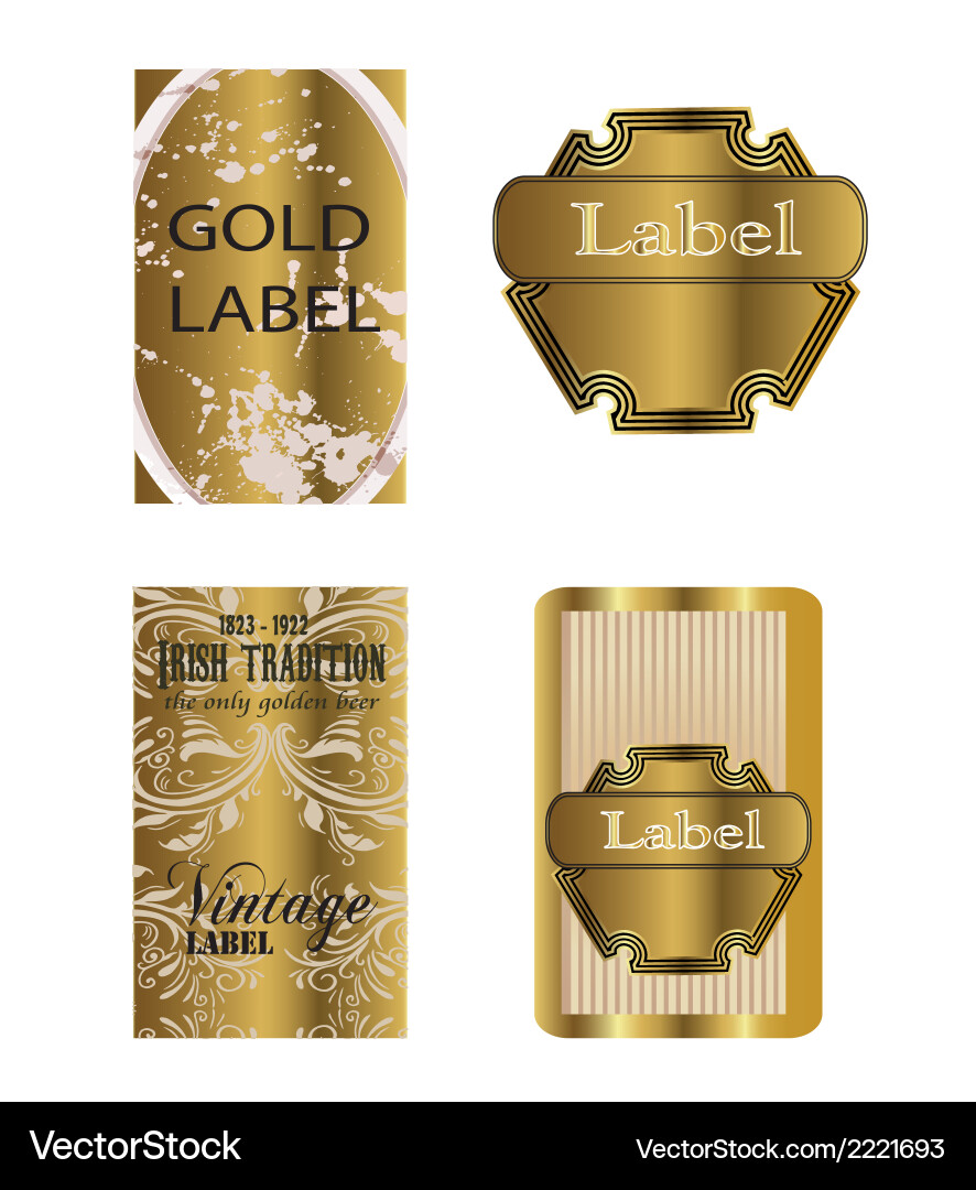 Set of 2 gold framed labels Royalty Free Vector Image