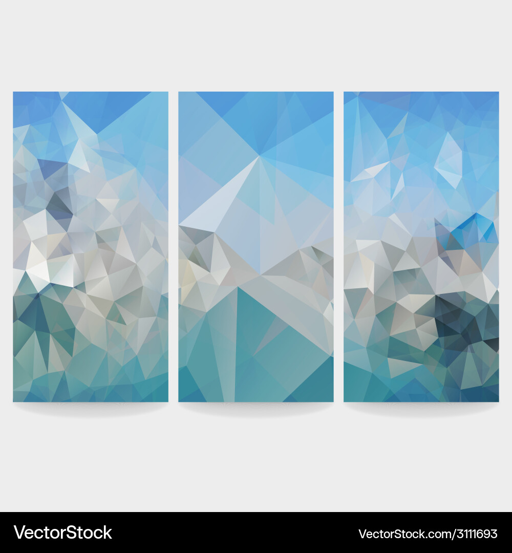 Set of blue abstract backgrounds triangle design Vector Image