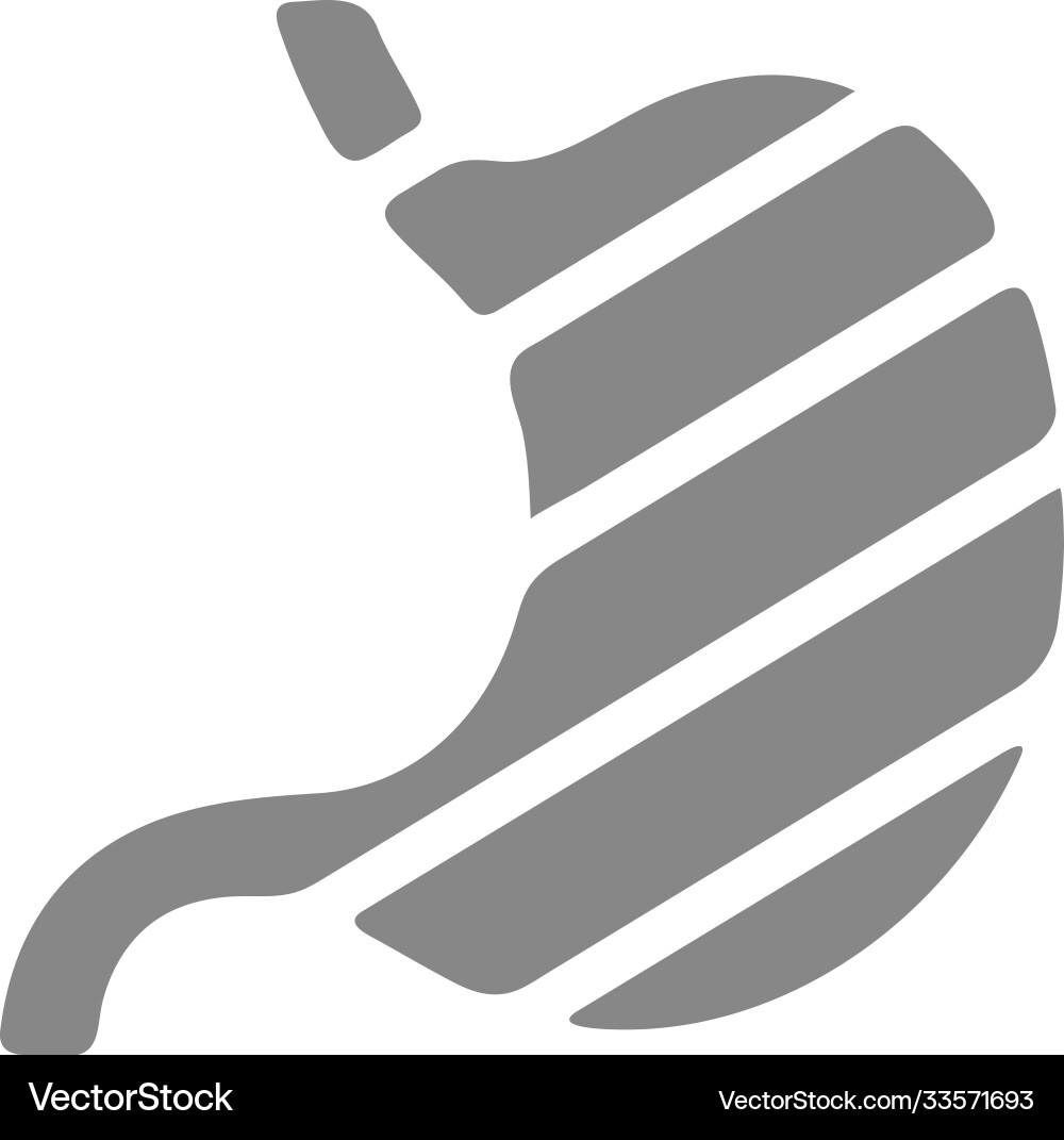 Sore human stomach grey icon abdominal distention Vector Image