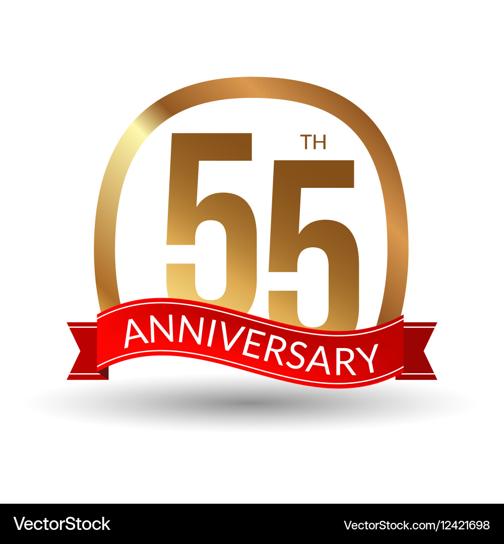 55 years anniversary experience gold label Vector Image
