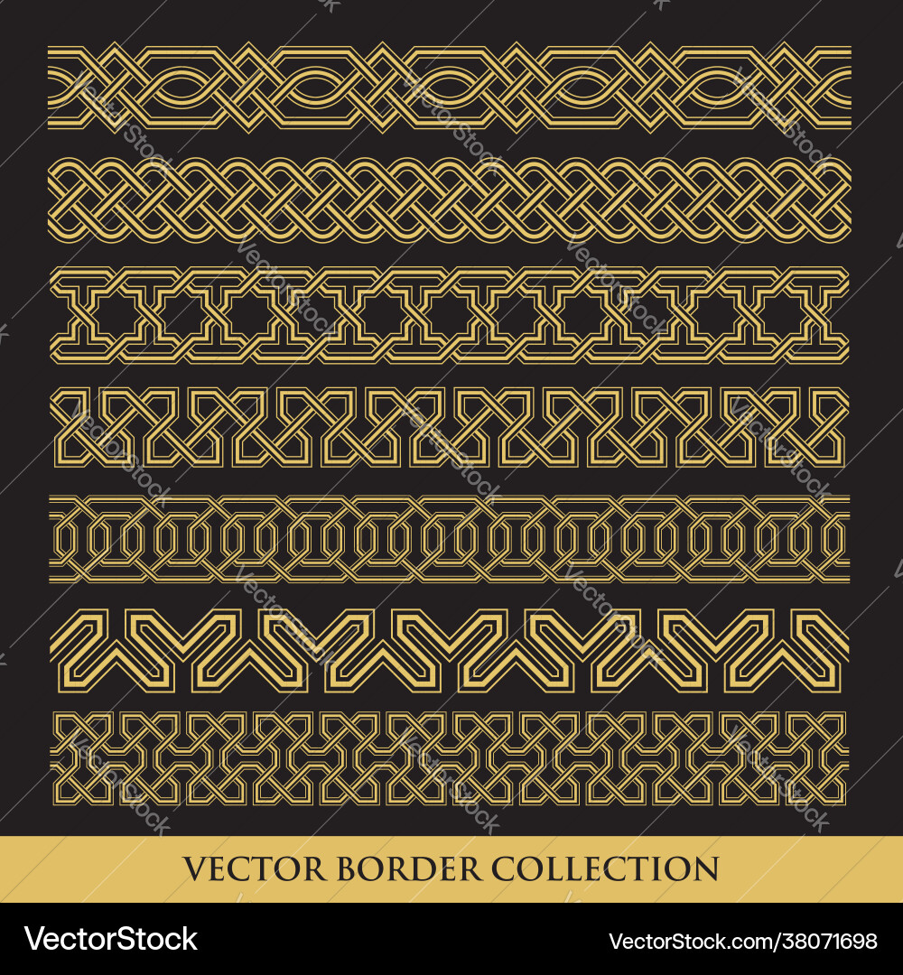 Arabic seamless geometric golden border Royalty Free Vector