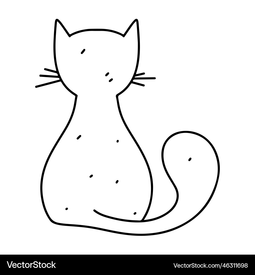 Back sitting cat in hand drawn doodle style cute Vector Image