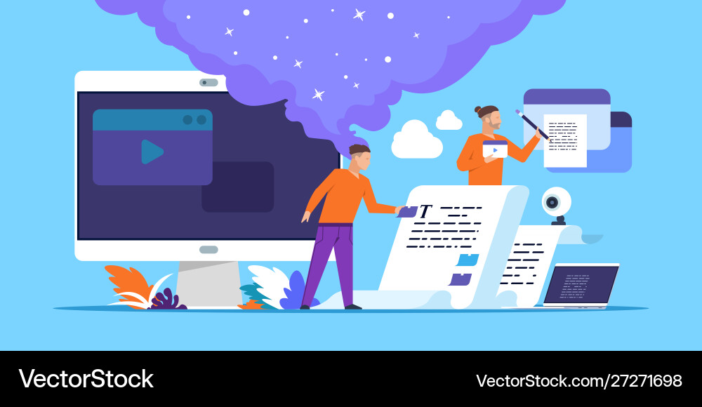 Copywriting blog content making with cartoon Vector Image