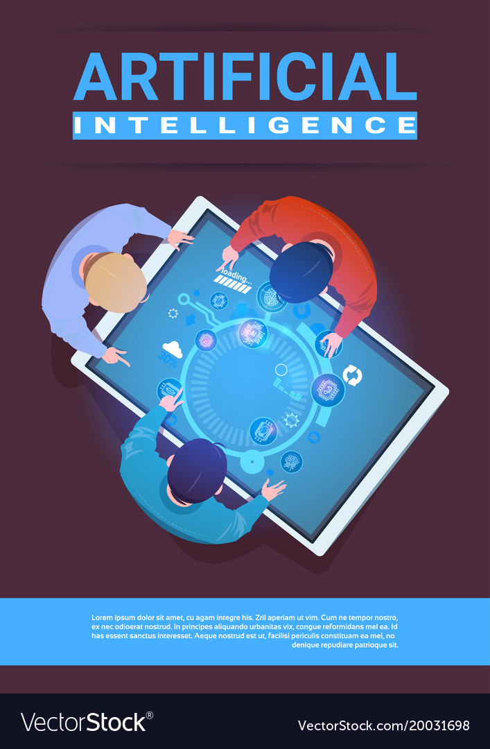 Creative team of programmers working sit at desk Vector Image