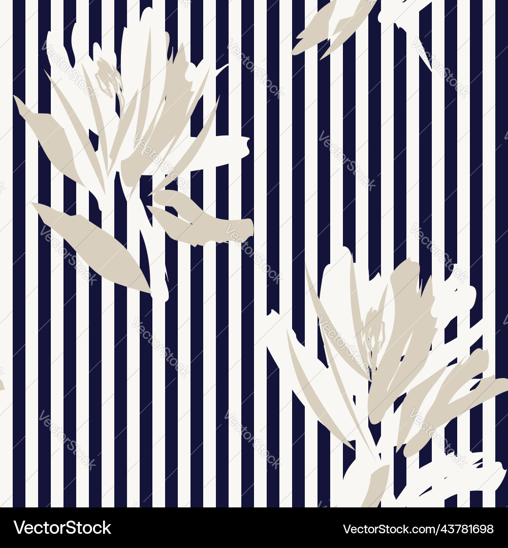 Floral striped seamless pattern design Royalty Free Vector