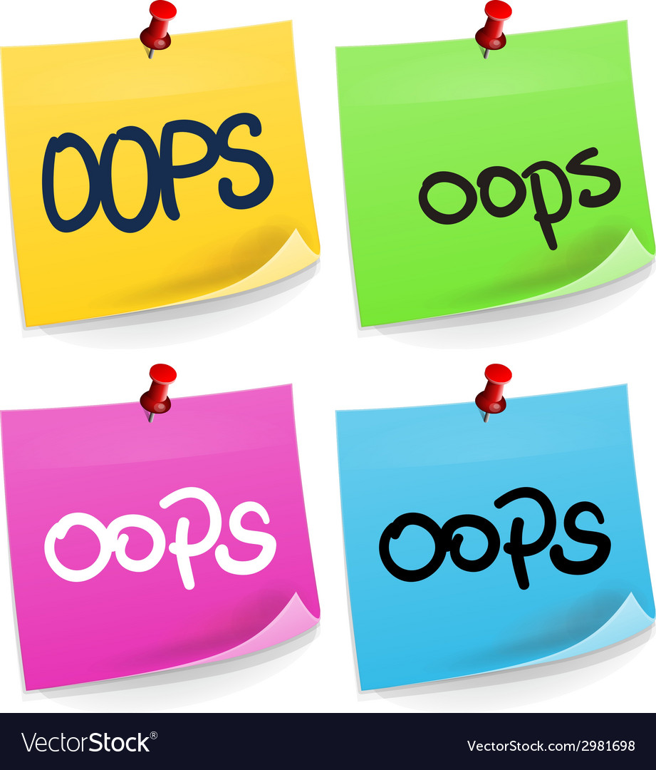 Oops sticky note Royalty Free Vector Image - VectorStock