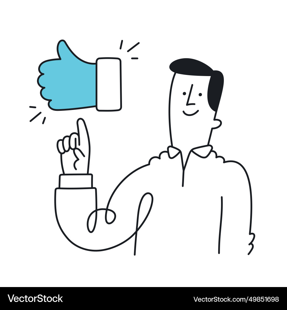 Positive feedback concept art - man giving Vector Image