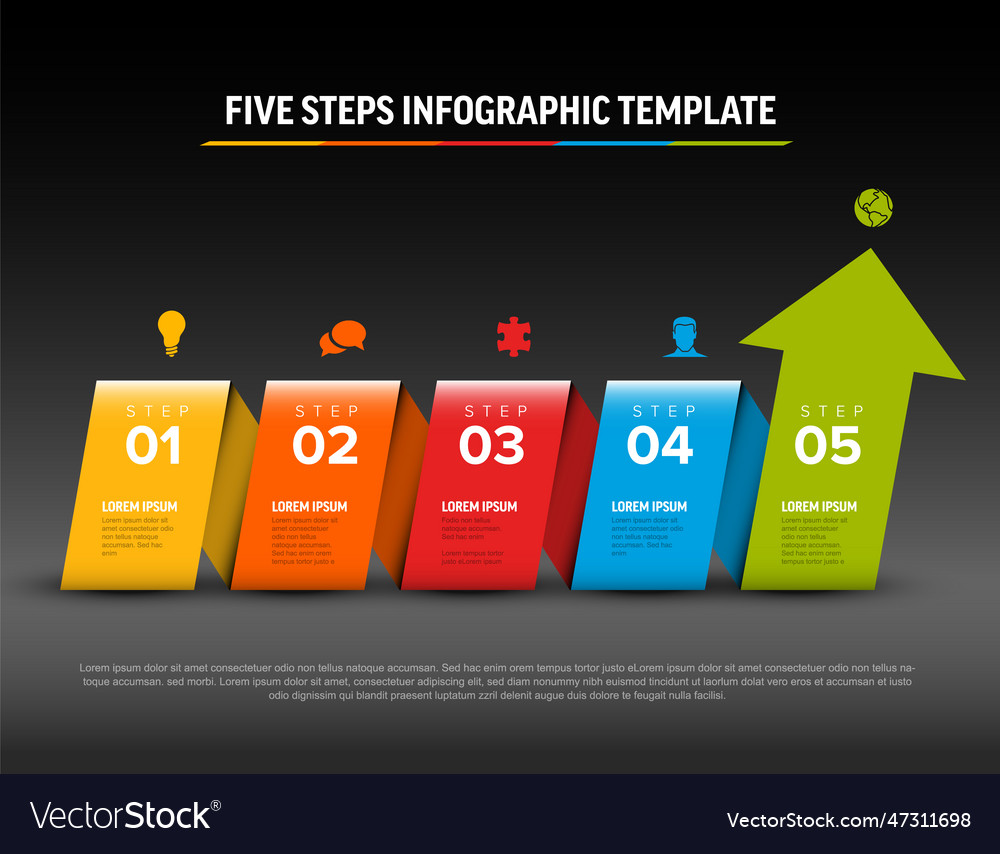 Progress with four steps and big arrow template Vector Image
