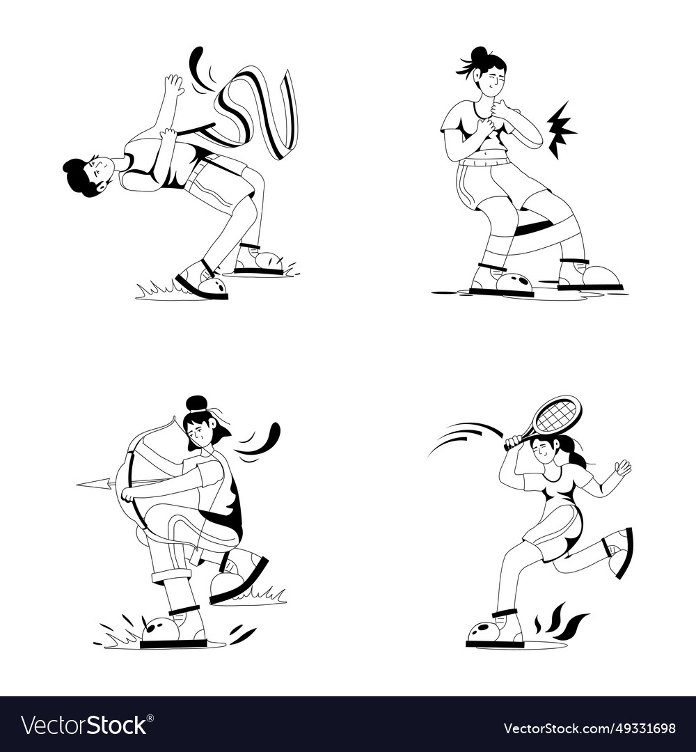 Set of sports athletes glyph Royalty Free Vector Image